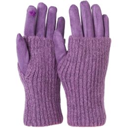 styleBREAKER Fingerhandschuhe '3 in 1 Touchscreen Stoff Handschuhe mit abnehmbarer Strick Manschette' Damen Gr&ouml;&szlig;e XS/XL flieder