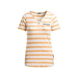 SOCCX Gestreiftes T-Shirt mit Cut-Out und Print Damen Gr&ouml;&szlig;e XS orange