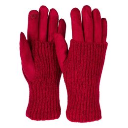 styleBREAKER Full Finger Gloves '3 in 1 Touchscreen Stoff Handschuhe mit abnehmbarer Strick Manschette' female size XS/XL Bordeaux
