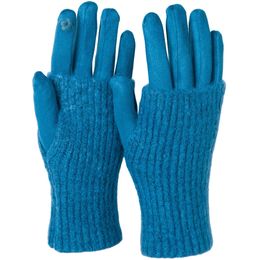 styleBREAKER Full Finger Gloves '3 in 1 Touchscreen Stoff Handschuhe mit abnehmbarer Strick Manschette' female size XS/XL Petrol