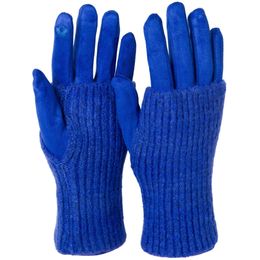 styleBREAKER Full Finger Gloves '3 in 1 Touchscreen Stoff Handschuhe mit abnehmbarer Strick Manschette' female size XS/XL Royal blue