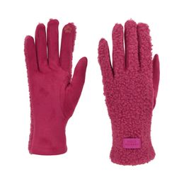 styleBREAKER Full Finger Gloves 'Touchscreen Handschuhe mit Teddypl&uuml;sch' female size XS/XL Fuchsia