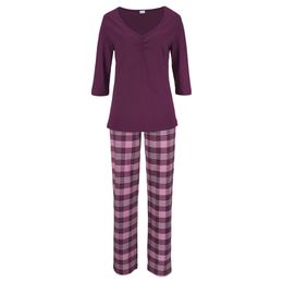 Petite Fleur By Lascana Pyjama Damen Gr&ouml;&szlig;e XS mischfarben / bordeaux Sommerkleid