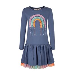 happy girls Kleid M&auml;dchen Gr&ouml;&szlig;e 128 saphir / mint / orange / altrosa
