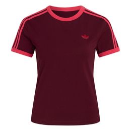 adidas originals T-Shirt '3 STRIPES SLIM' Damen Gr&ouml;&szlig;e XL weinrot / hellrot