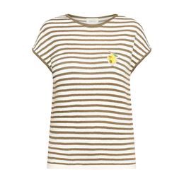 Cartoon T-Shirt Damen Gr&ouml;&szlig;e S creme / braun / gelb / gr&uuml;n