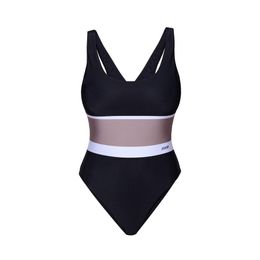 JOOP! Badeanzug Damen Gr&ouml;&szlig;e L taupe / schwarz / wei&szlig;