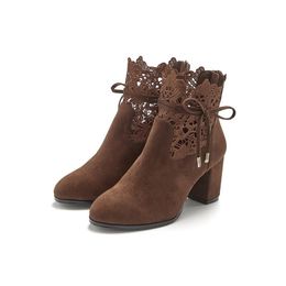 Lascana High-Heel-Stiefelette 'Herbststiefelette, Ankle Boot, Stiefel,' dunkelbraun Gr. 41 f&uuml;r Damen. Mit Spitze