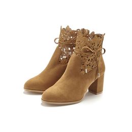 Lascana High-Heel-Stiefelette 'Herbststiefelette, Ankle Boot, Stiefel,' camelfarben Gr. 36 f&uuml;r Damen. Mit Spitze