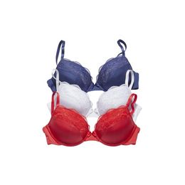 PETITE FLEUR BY LASCANA Push-up-BH blau Gr. 85C. Vergr&ouml;&szlig;ert Optisch Die B&uuml;ste und mit B&uuml;gel