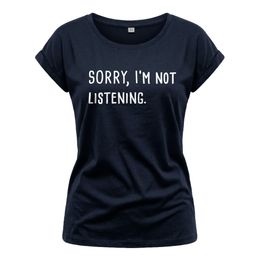 Makaya Shirt 'Not listening' Damen Gr&ouml;&szlig;e M blau