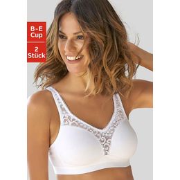 PETITE FLEUR BY LASCANA Entlastungs-BH ', Bralette-BH, Baumwoll-BH, BH ohne B&uuml;gel' wei&szlig;+schwarz Gr. 80B. Ohne B&uuml;gel. Nachhaltig.