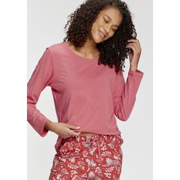VIVANCE DREAMS BY LASCANA Pyjamaoberteil rot Gr. 36/38 f&uuml;r Damen. Mit Rundhals. Gerade. Nachhaltig.