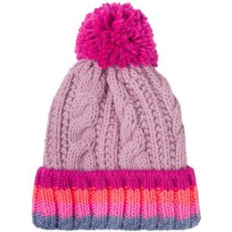 styleBREAKER M&uuml;tze 'Kinder Strick Bommelm&uuml;tze Zopfmuster' M&auml;dchen Gr&ouml;&szlig;e 48/54 mauve