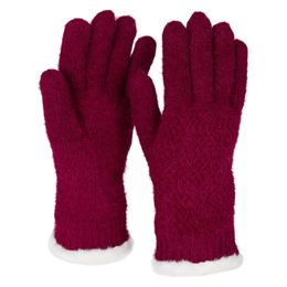 styleBREAKER Full Finger Gloves 'Strickhandschuhe mit Reiskornmuster und Fleece' female size XS/XL Bordeaux