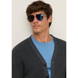 MAN'S WORLD Man's World Herren Sonnenbrille &raquo;mit Federschanier-B&uuml;geln&laquo; Trapezform, Vollrand, dunkelgrau gl&auml;nzender Rahmen und B&uuml;gel schwarz Einheitsgr&ouml;&szlig;e
