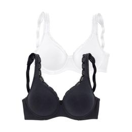 PETITE FLEUR BY LASCANA T-Shirt-BH schwarz+wei&szlig; Gr. 75C. Mit B&uuml;gel. Nachhaltig.