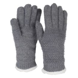 styleBREAKER Full Finger Gloves 'Strickhandschuhe mit Reiskornmuster und Fleece' female size XS/XL Grey