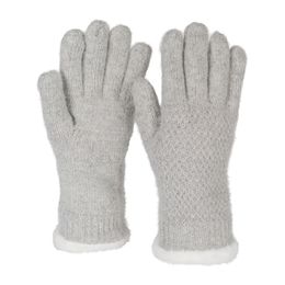 styleBREAKER Fingerhandschuhe 'Strickhandschuhe mit Reiskornmuster und Fleece' Damen Gr&ouml;&szlig;e XS/XL hellgrau