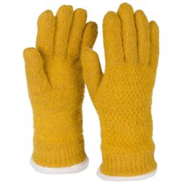 styleBREAKER Full Finger Gloves 'Strickhandschuhe mit Reiskornmuster und Fleece' female size XS/XL Curry