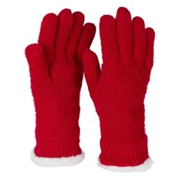 styleBREAKER Full Finger Gloves 'Strickhandschuhe mit Reiskornmuster und Fleece' female size XS/XL Red