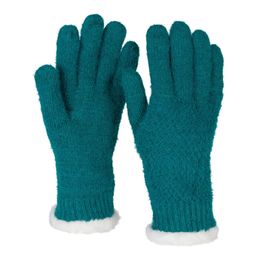 styleBREAKER Full Finger Gloves 'Strickhandschuhe mit Reiskornmuster und Fleece' female size XS/XL Petrol