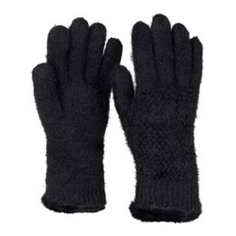 styleBREAKER Full Finger Gloves 'Strickhandschuhe mit Reiskornmuster und Fleece' female size XS/XL Black