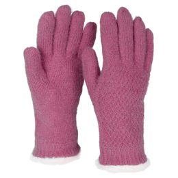 styleBREAKER Full Finger Gloves 'Strickhandschuhe mit Reiskornmuster und Fleece' female size XS/XL Pink