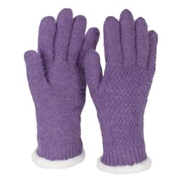 styleBREAKER Full Finger Gloves 'Strickhandschuhe mit Reiskornmuster und Fleece' female size XS/XL Purple