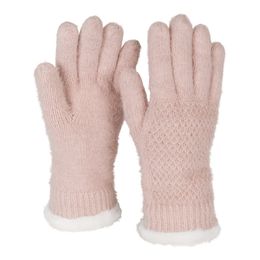styleBREAKER Fingerhandschuhe 'Strickhandschuhe mit Reiskornmuster und Fleece' Damen Gr&ouml;&szlig;e XS/XL altrosa