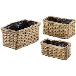 Locker &Uuml;bertopf grau Rattan B/H/T: 34cm x 17cm x 18cm