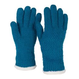 styleBREAKER Fingerhandschuhe 'Strickhandschuhe mit Reiskornmuster und Fleece' Damen Gr&ouml;&szlig;e XS/XL blue denim