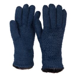 styleBREAKER Full Finger Gloves 'Strickhandschuhe mit Reiskornmuster und Fleece' female size XS/XL Dark blue