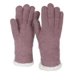 styleBREAKER Fingerhandschuhe 'Strickhandschuhe mit Reiskornmuster und Fleece' Damen Gr&ouml;&szlig;e XS/XL mauve