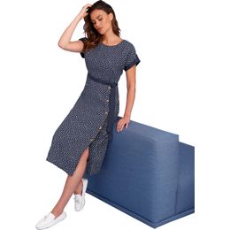 CREATION L PREMIUM Damen Druckkleid aus reinem Leinen marine-wei&szlig;-bedruckt Gr&ouml;&szlig;e 38