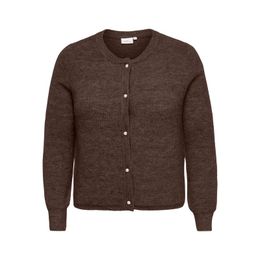 Only Carmakoma Damen Only CARMAKOMA Strickjacke &raquo;CARROSE L/S CARDIGAN KNT NOOS&laquo; Materialmix braun L