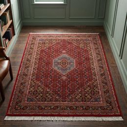 Theko Orientteppich &raquo;Benares Bidjar, handgekn&uuml;pft&laquo; rechteckig 12 mm H&ouml;he reine Wolle, mit Fransen, auch als L&auml;ufer, Wohnzimmer rot Schurwolle B : 40cm