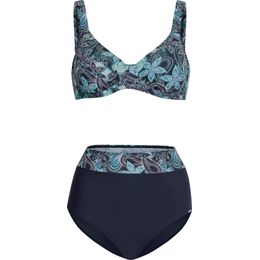 feel good Damen Bikini mit breitem Hosenbund marine-smaragd-bedruckt Gr&ouml;&szlig;e 40C