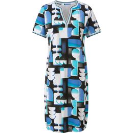 CR&Eacute;ATION L Damen Shirtkleid in bedruckter Sweat-Qualit&auml;t t&uuml;rkis-schwarz-bedruckt Gr&ouml;&szlig;e 40