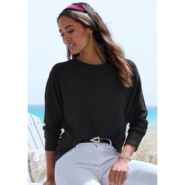 Vivance Langarmshirt 'in modischer Struktur-Optik' schwarz Gr. 36/38 f&uuml;r Damen. Mit Rundhals. Figurumspielend. Nachhaltig.