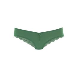 Lascana Brasilslip tannengr&uuml;n Gr. 40/42 f&uuml;r Damen. Mit Spitze, Schleife. K&ouml;rpernah
