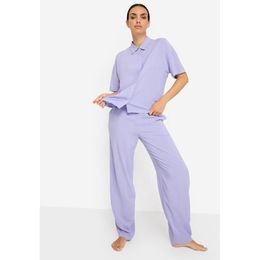 LSCN BY LASCANA Pyjama blau Gr. 42 f&uuml;r Damen. Mit Markenlabel. Oversize. Nachhaltig.