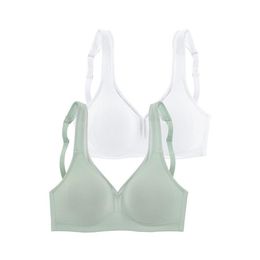 PETITE FLEUR BY LASCANA T-Shirt-BH ', BH ohne B&uuml;gel, Entlastungs-BH, Baumwoll-BH' gr&uuml;n Gr. 80B. Ohne B&uuml;gel. Nachhaltig.