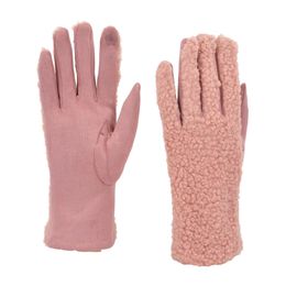 styleBREAKER Fingerhandschuhe 'Touchscreen Handschuhe mit Teddypl&uuml;sch' Damen Gr&ouml;&szlig;e XS/XL ros&eacute;