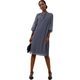 CR&Eacute;ATION L Damen Druckkleid mit Viskose-Futter marine-ecru-bedruckt Gr&ouml;&szlig;e 36