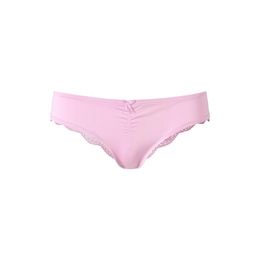 Lascana Brasilslip violett Gr. 36/38 f&uuml;r Damen. Mit Spitze, Schleife. K&ouml;rpernah