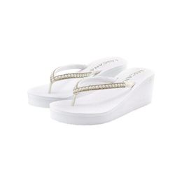 Lascana Badezehentrenner 'Sandale, Badeschuh, Pantolette, Badelatsche, Flip Flop' wei&szlig; Gr. 37 f&uuml;r Damen. Mit Zierperlen