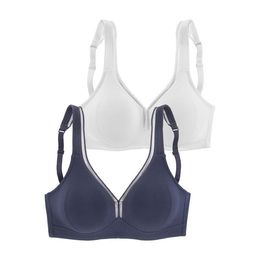 PETITE FLEUR BY LASCANA T-Shirt-BH ', BH ohne B&uuml;gel, Entlastungs-BH, Baumwoll-BH' blau Gr. 100C. Ohne B&uuml;gel. Nachhaltig.