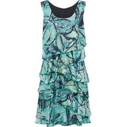 CR&Eacute;ATION L Damen Volantkleid im Lagen-Look ozean-marine-bedruckt Gr&ouml;&szlig;e 40