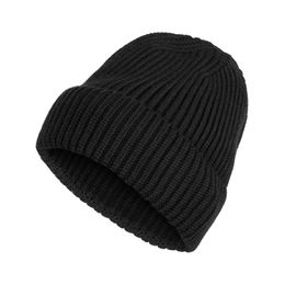 styleBREAKER M&uuml;tze 'Feinstrick Beanie M&uuml;tze mit Krempe' Damen Gr&ouml;&szlig;e 54/64 schwarz